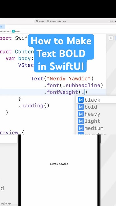 Add Boldness To Text Swiftui Swiftui Swiftdev Learnswiftui Youtube