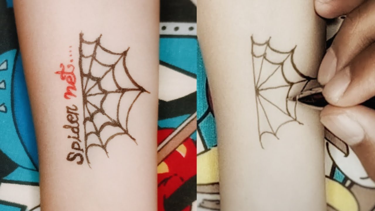 How To Make Spider Web Tattoo At Home || Spiderman Web || New Tattoo ...