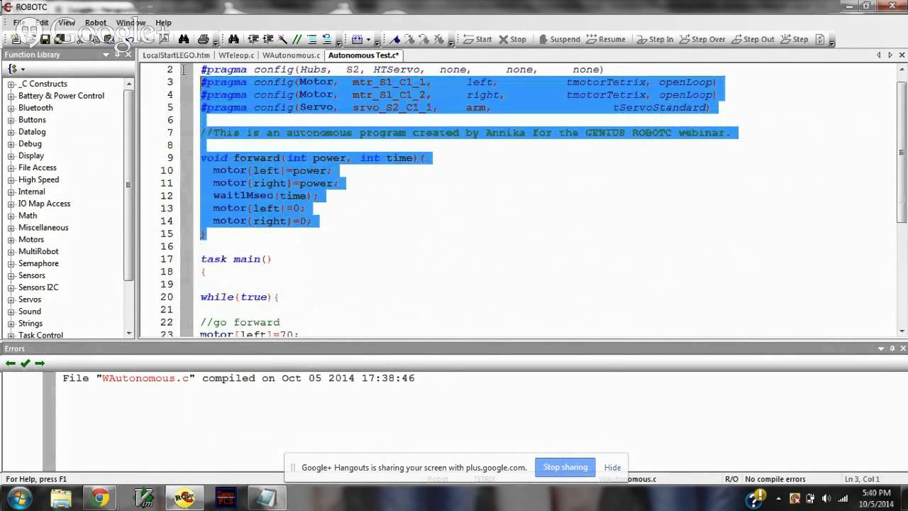 ROBOTC Crash Course (GENIUS Robotics) - YouTube