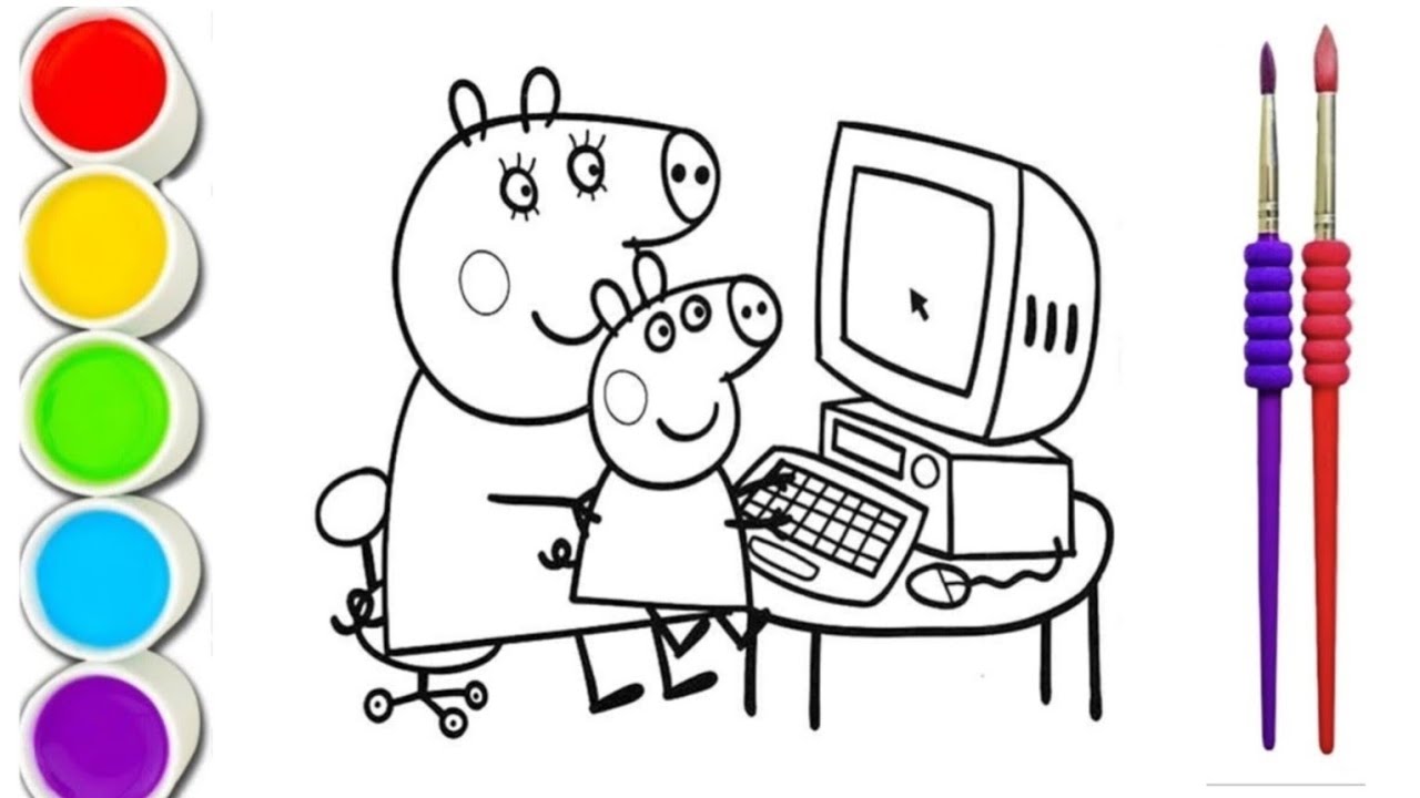 Peppa pig & George pig With Computer Drawing Painting & Colouring For ...