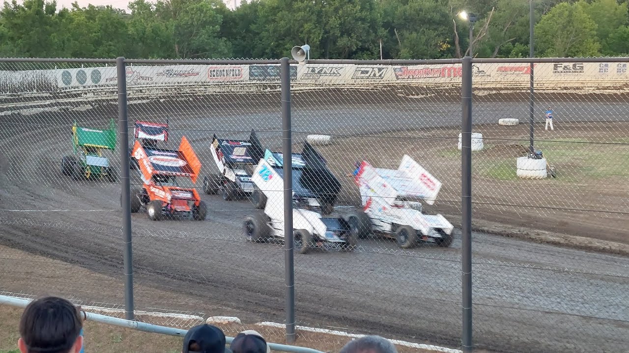 X-9 Chassis Champ Sprint Car Heat Race #2 Creek County Speedway 7/19 ...