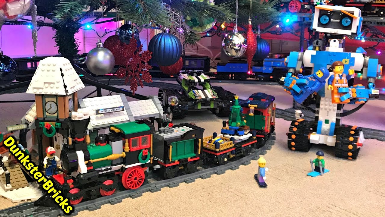 LEGO Christmas Railway with Steam and Passenger Trains in 360 VR! GoPro ...