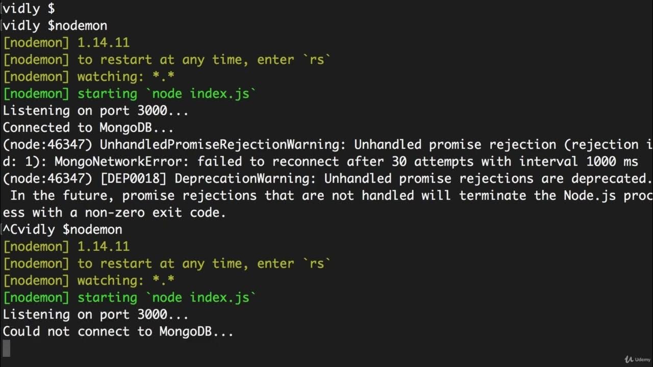Node.js #134 - Handling Rejected Promises [By Mosh Hamedani] - YouTube