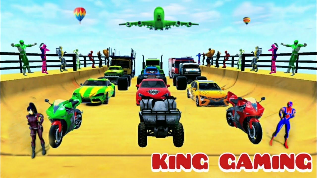 4k KiNG GAMiNG (Super Heros) Mega Ramp Car Game Play 4k 2024 ...