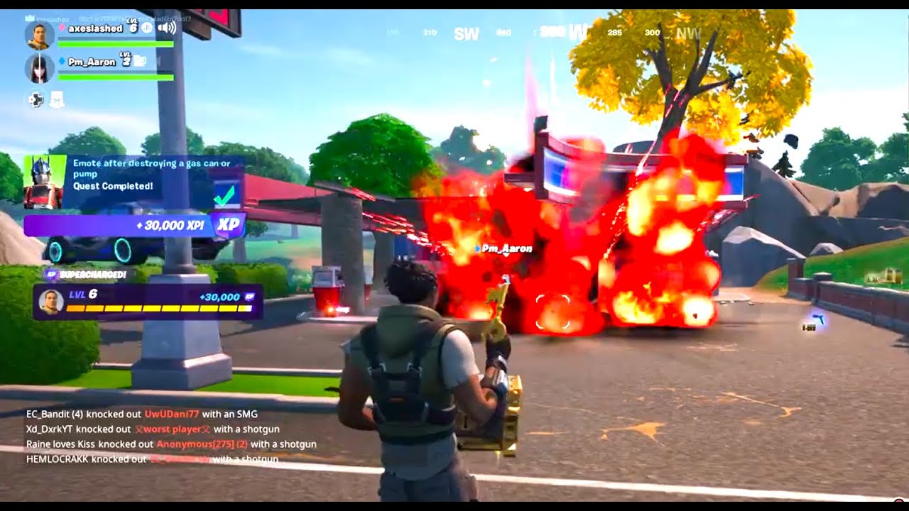 How to Emote After Destroying a Gas Can or Pump - Fortnite Quest - YouTube