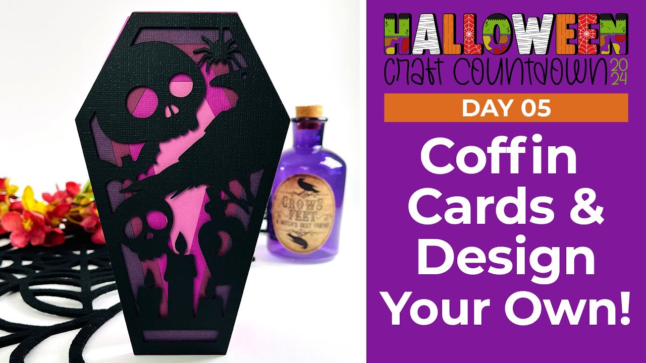 Coffin Cards & Design Space Tutorial 🦇 Day 05 Halloween Craft Countdown ...