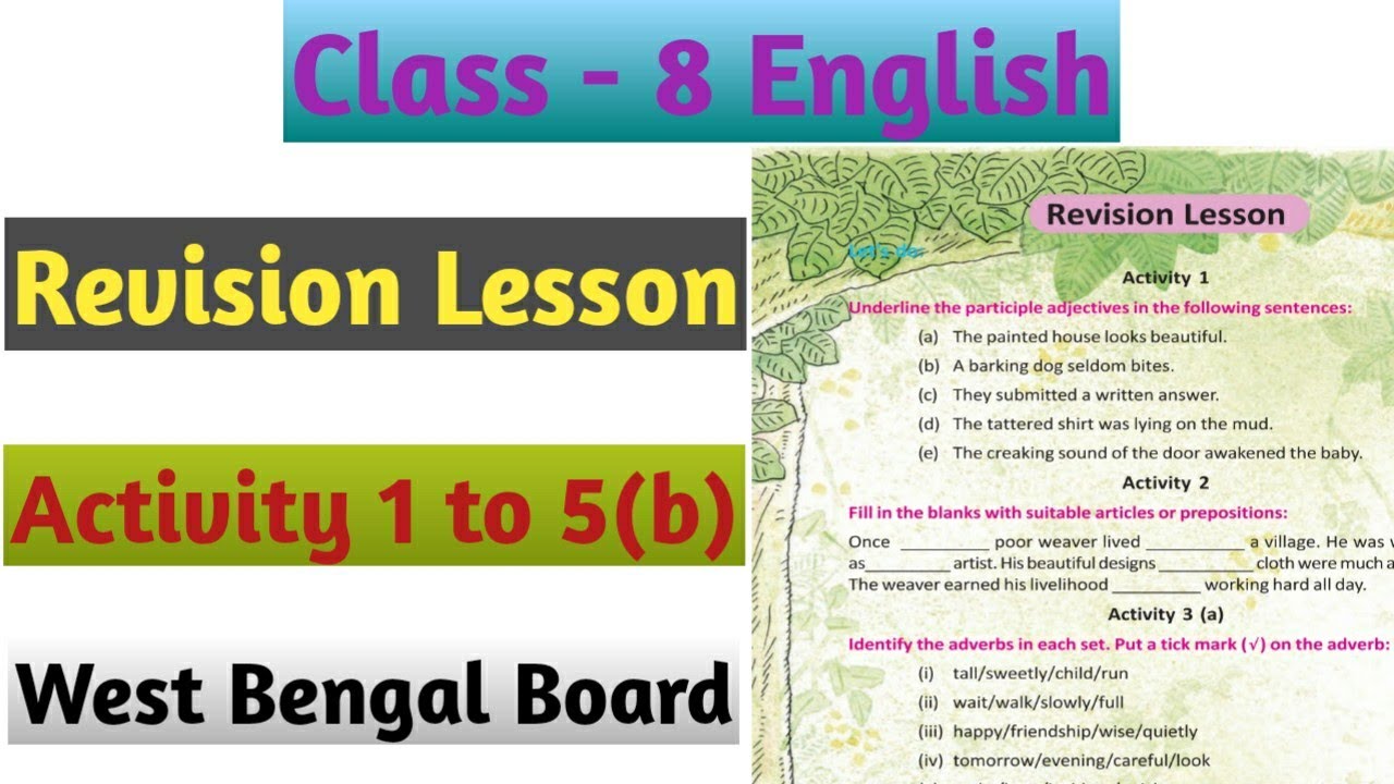 Class 8 English Revision Lesson Activity 1 to 5 (b) - YouTube