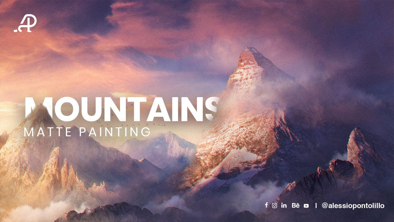 MOUNTAINS - Matte painting [speed process] - YouTube