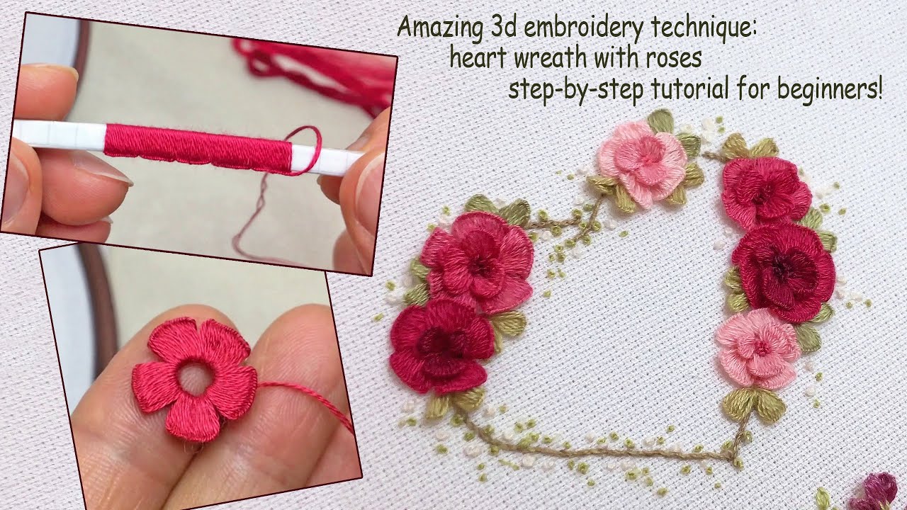 Easy 3D Flower Embroidery Anyone Can Do - New Technique! - step-by-step ...