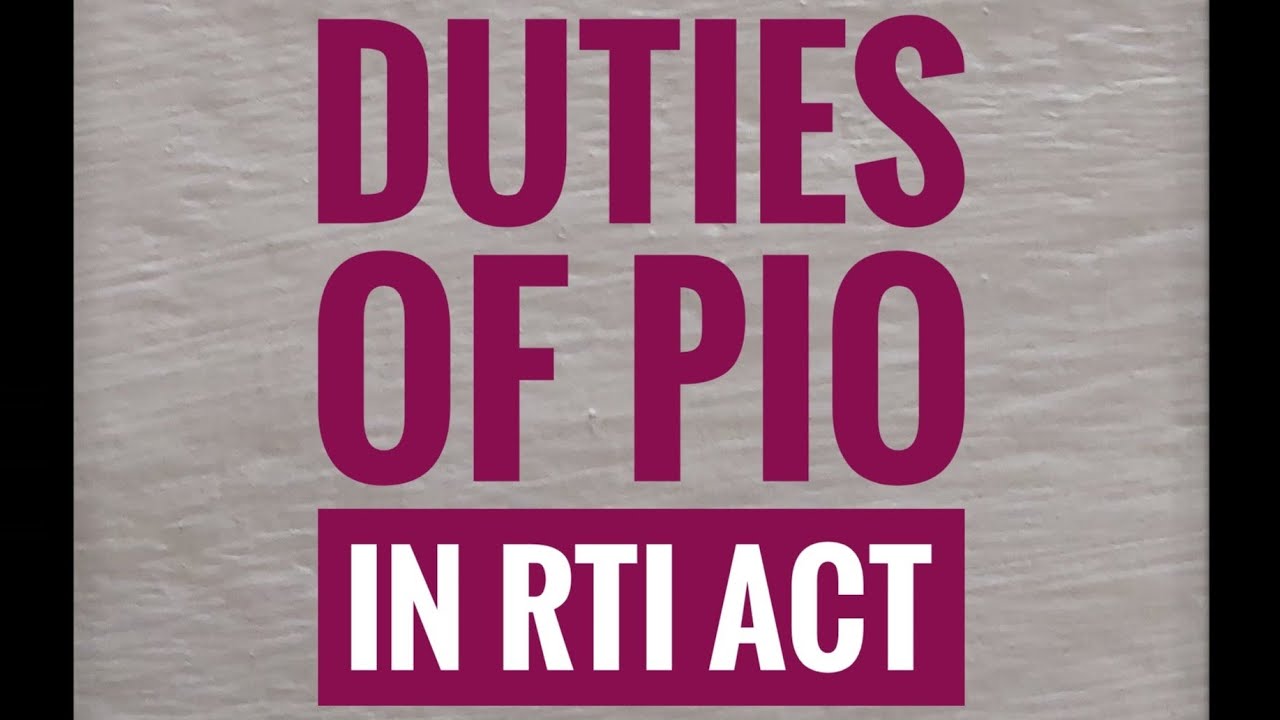 Duties of Public Information Officer (PIO) in RTI Act - YouTube