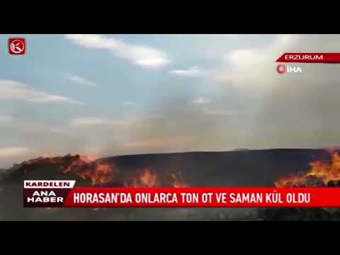 Horasan Harçlı Mahallesi Ot Yangını Kardelen TV ( Şahap ÇAKIR)