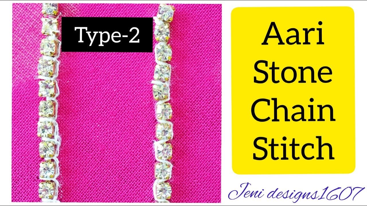 Aari Work || Stone chain stitch (type-2) || #aariwork #stonechainstitch ...