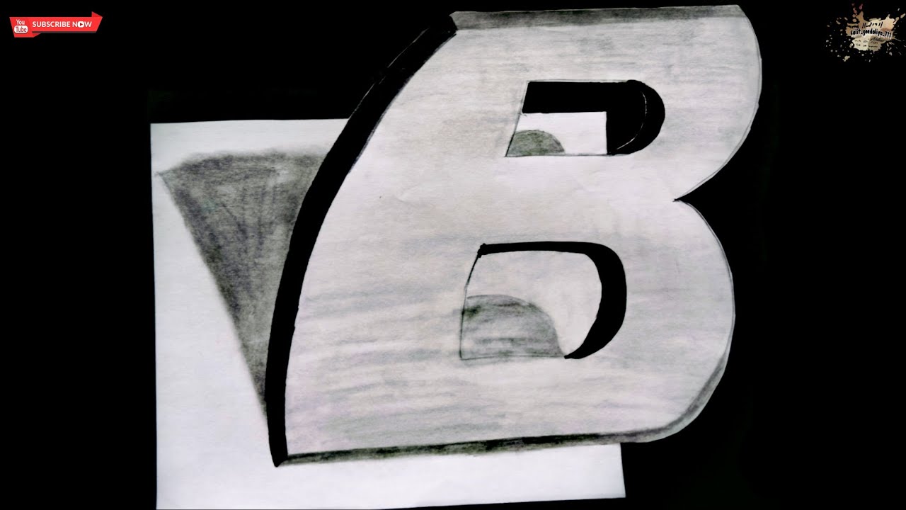 3D letter "B" easy drawing tips - Very Easy 3D floating Letter "B"- How ...
