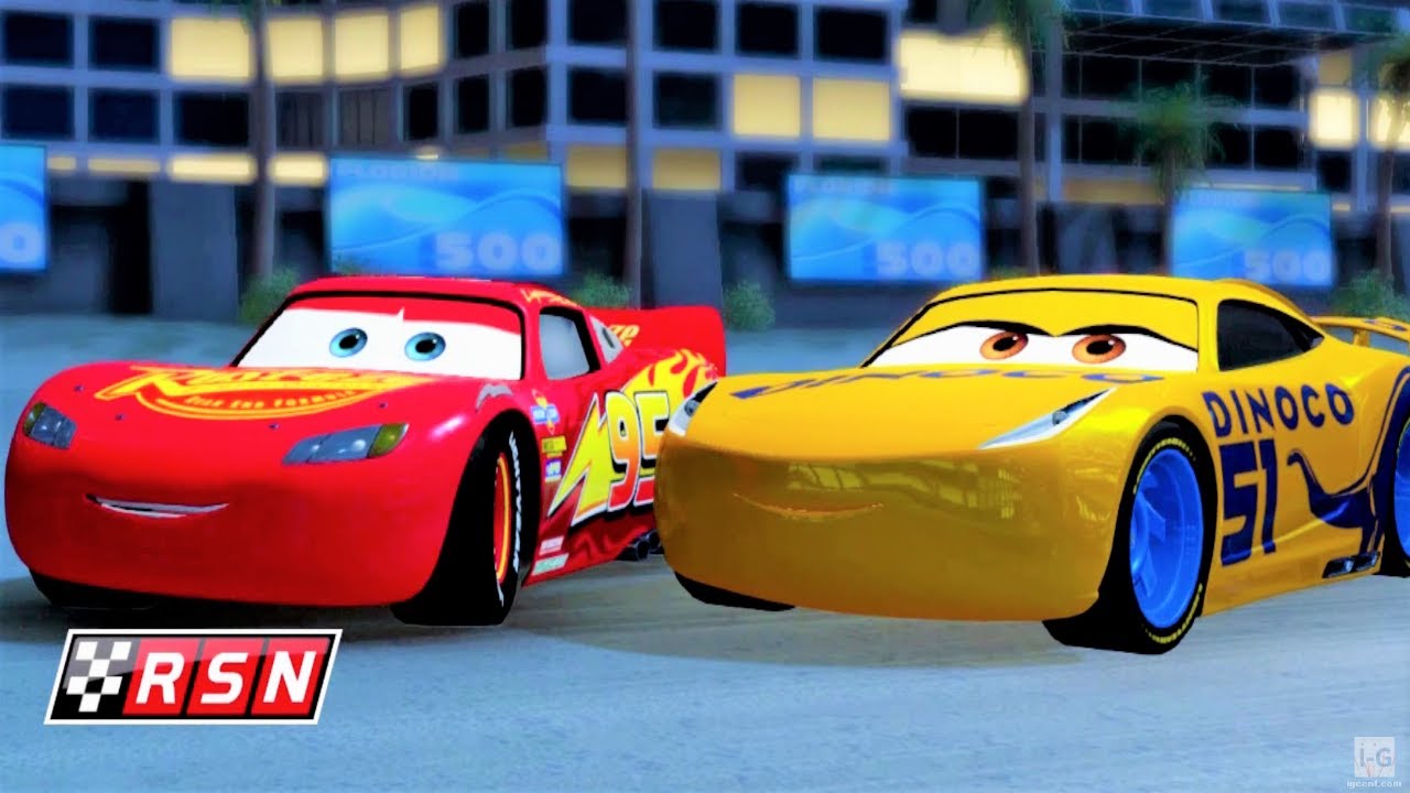 Cars 3 Lightning, Mater & Sally Race Against Jackson Storm - YouTube