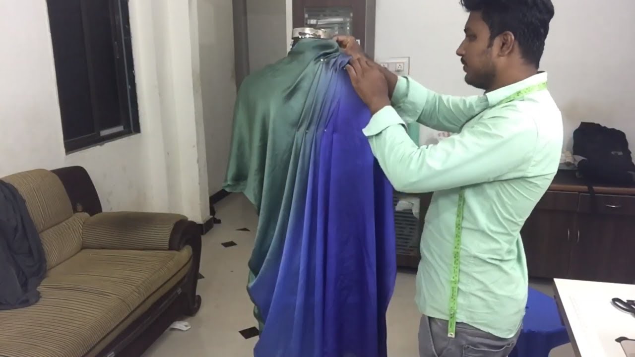 How to make one side draping gown/drees .Dreeping drees kaise banaye ...