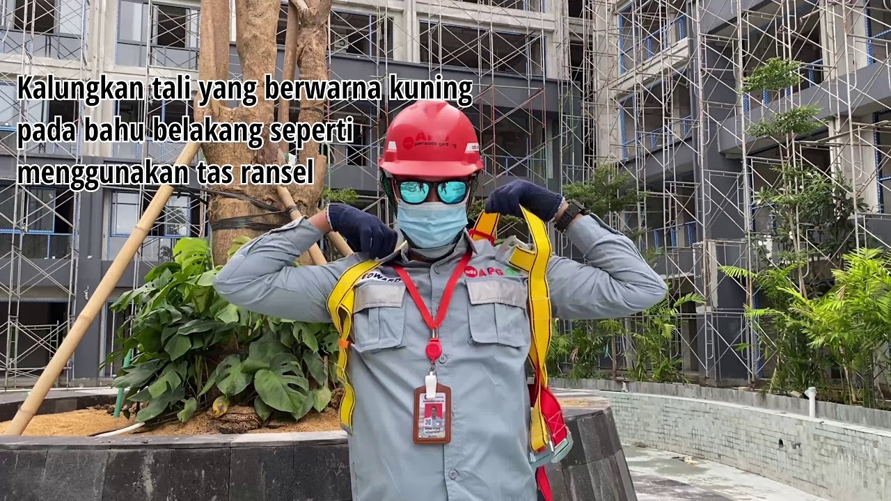 TUTORIAL CARA MENGGUNAKAN FULL BODY HARNESS DOUBLE HOOK - YouTube
