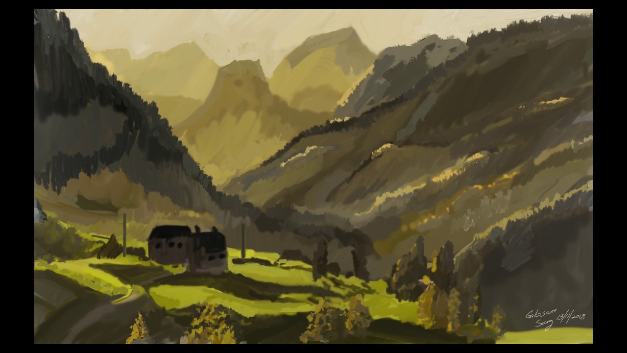 Speed Painting Landscape on Sketchbook - YouTube