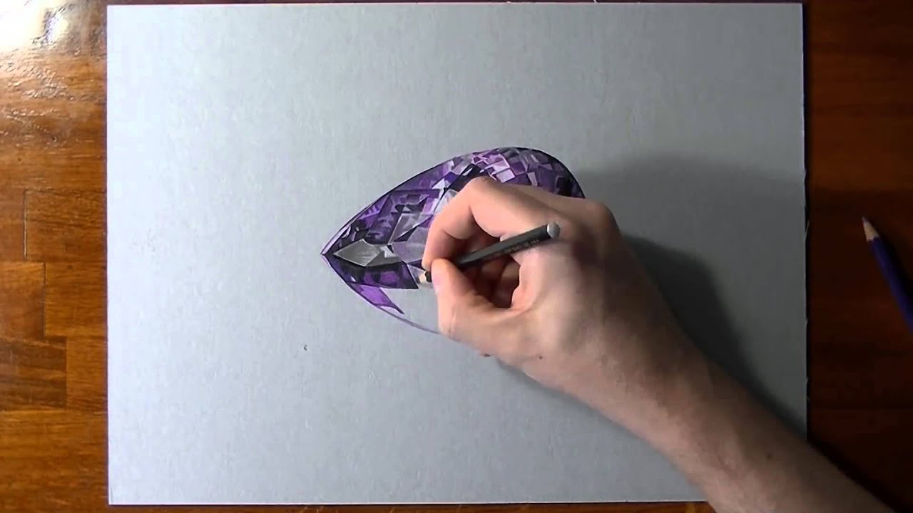 How I draw an amethyst gemstone - YouTube