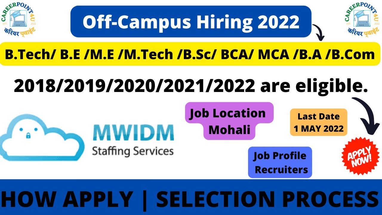 MWIDM Off-Campus Hiring 2022 | 18-22 Batches Eligible | Any Branch | No ...