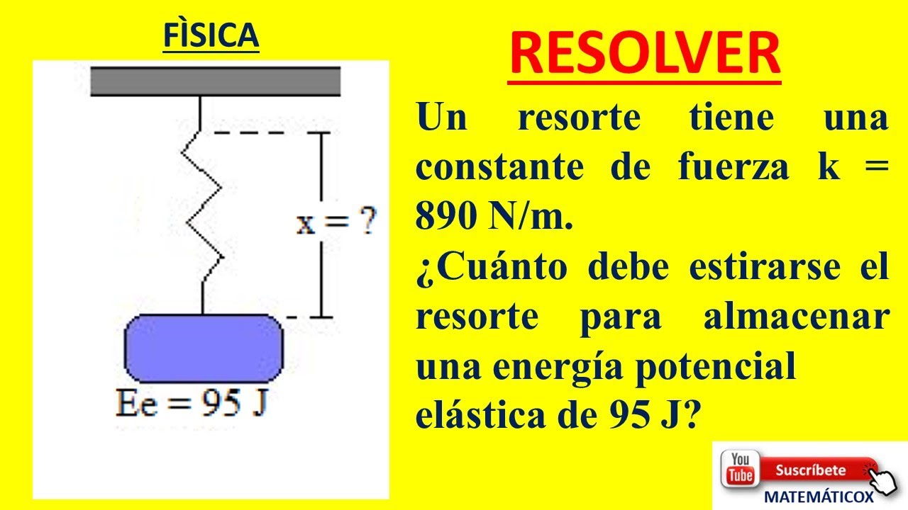 520 ENERGÍA ELÁSTICA: Un resorte tiene una constante de fuerza k = 890 ...