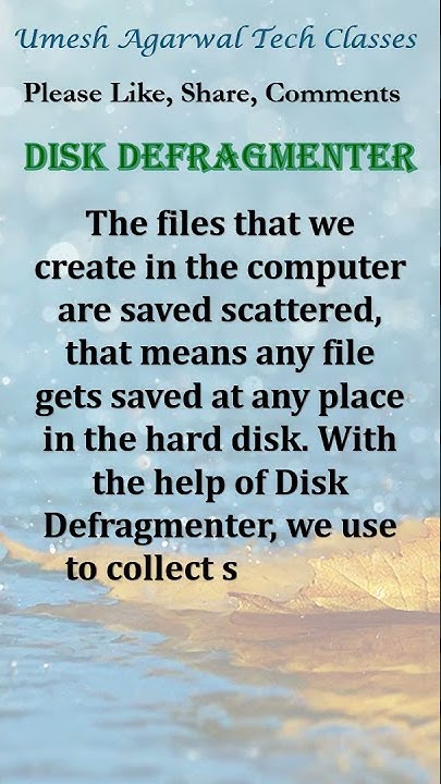 Disk Defragmenter - YouTube