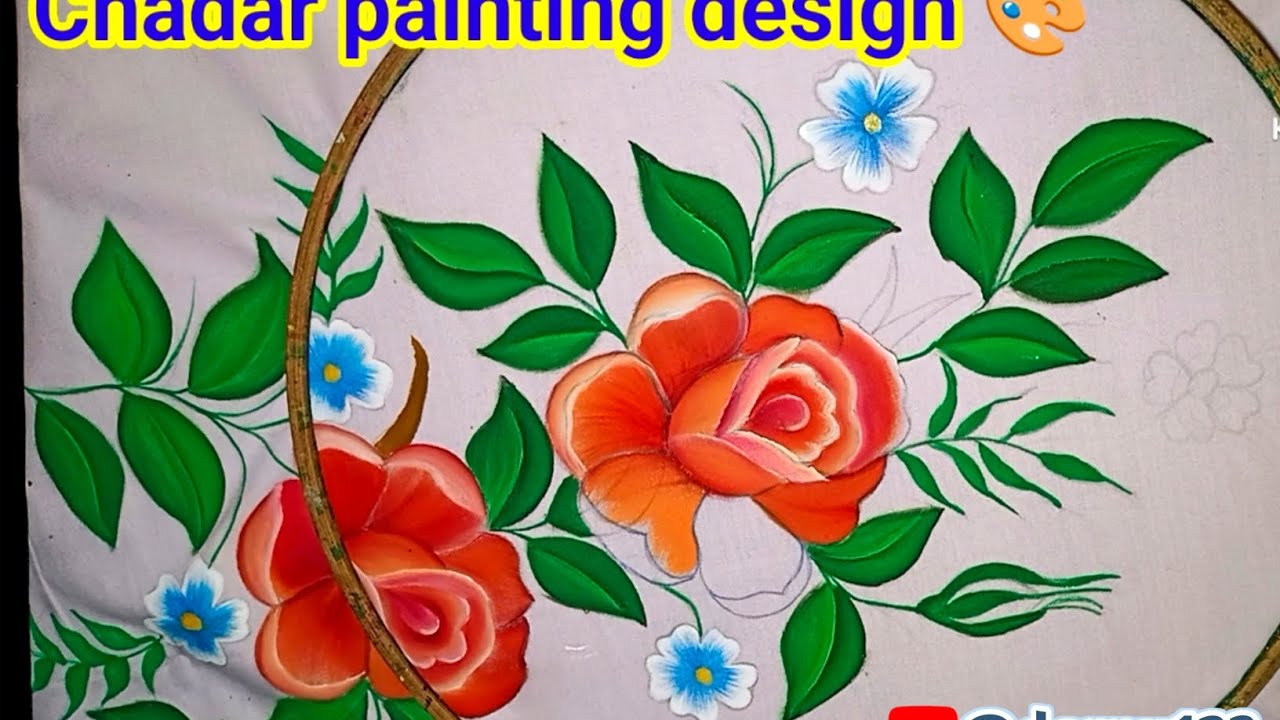 Chadar painting design new🎨 ll Rose flower painting 🖌️ ll #painting # ...
