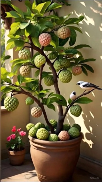 Potted custard apples plant. - YouTube