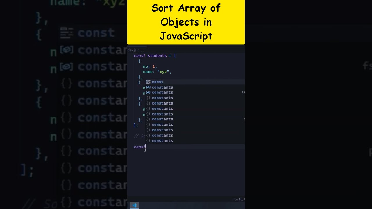 Sort Array Of Objects In Javascript 🔥 Short Shorts Youtube 7136