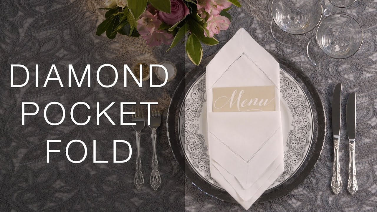 Diamond Pocket - Napkin Folding Tutorial | Party Rental Ltd. - YouTube