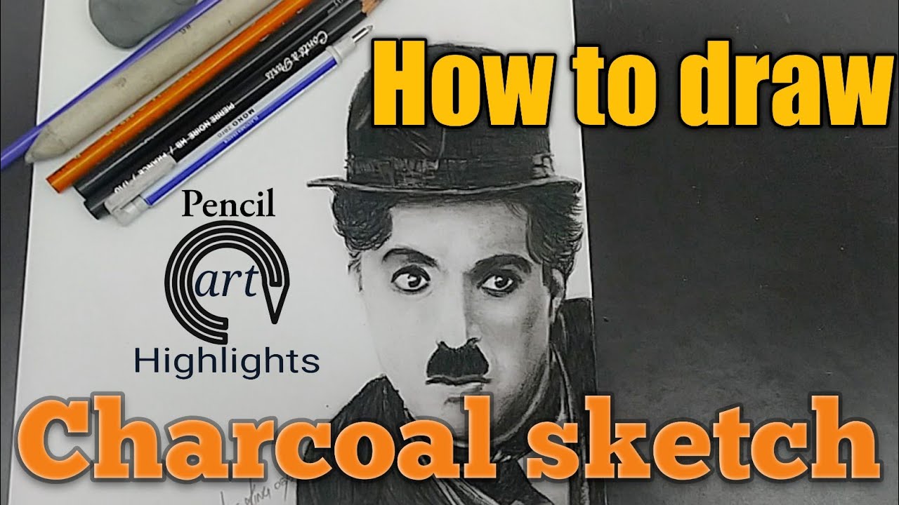how to draw charlie chaplin | charcoal art | charcoal drawing ...