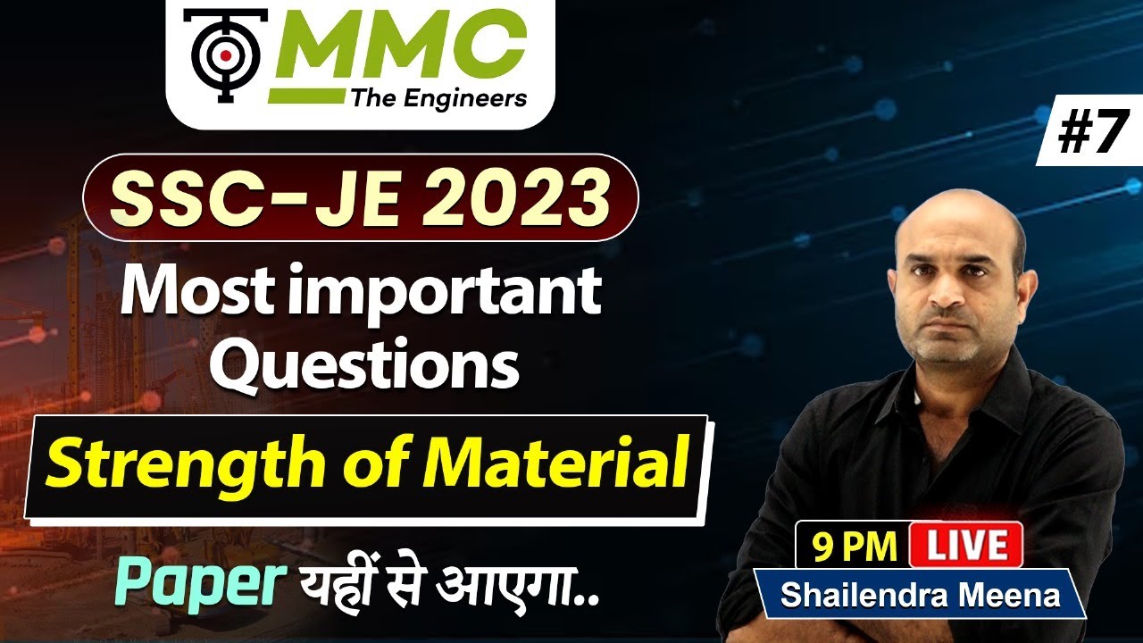 SSC JE 2023 I Most Important Questions || Strength of Material || #7 ...