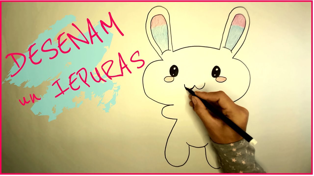 Desenam si coloram un iepuras dragalas - Tutorial Desen Iepure - YouTube