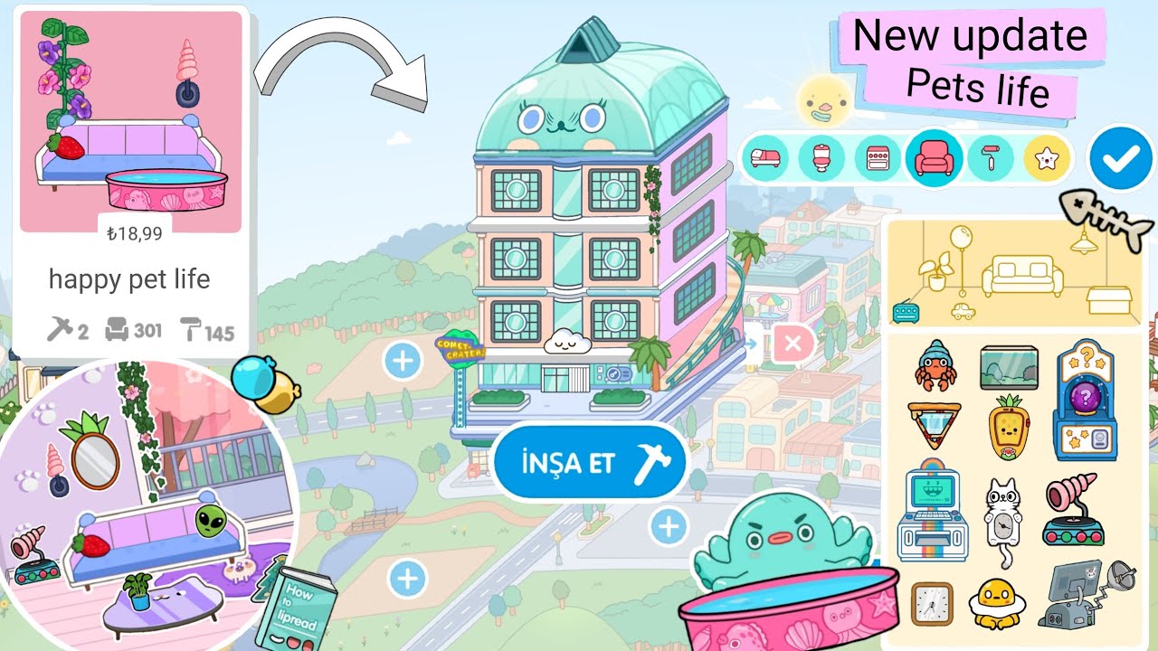 Toca life New Happy Pets Life 😱 Home Disgner New Update OMG ?! yeni ev ...