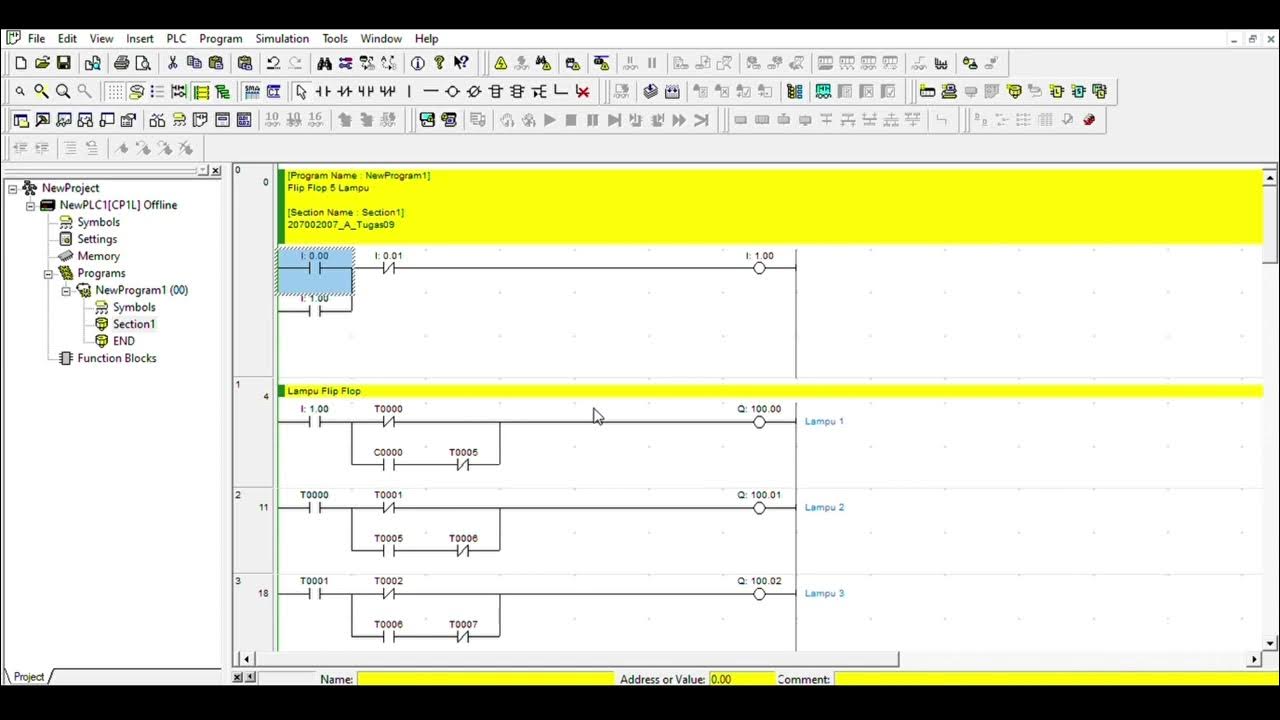 Flip Flop 5 buah lampu dengan menggunakan Timer dan Counter - CX ...