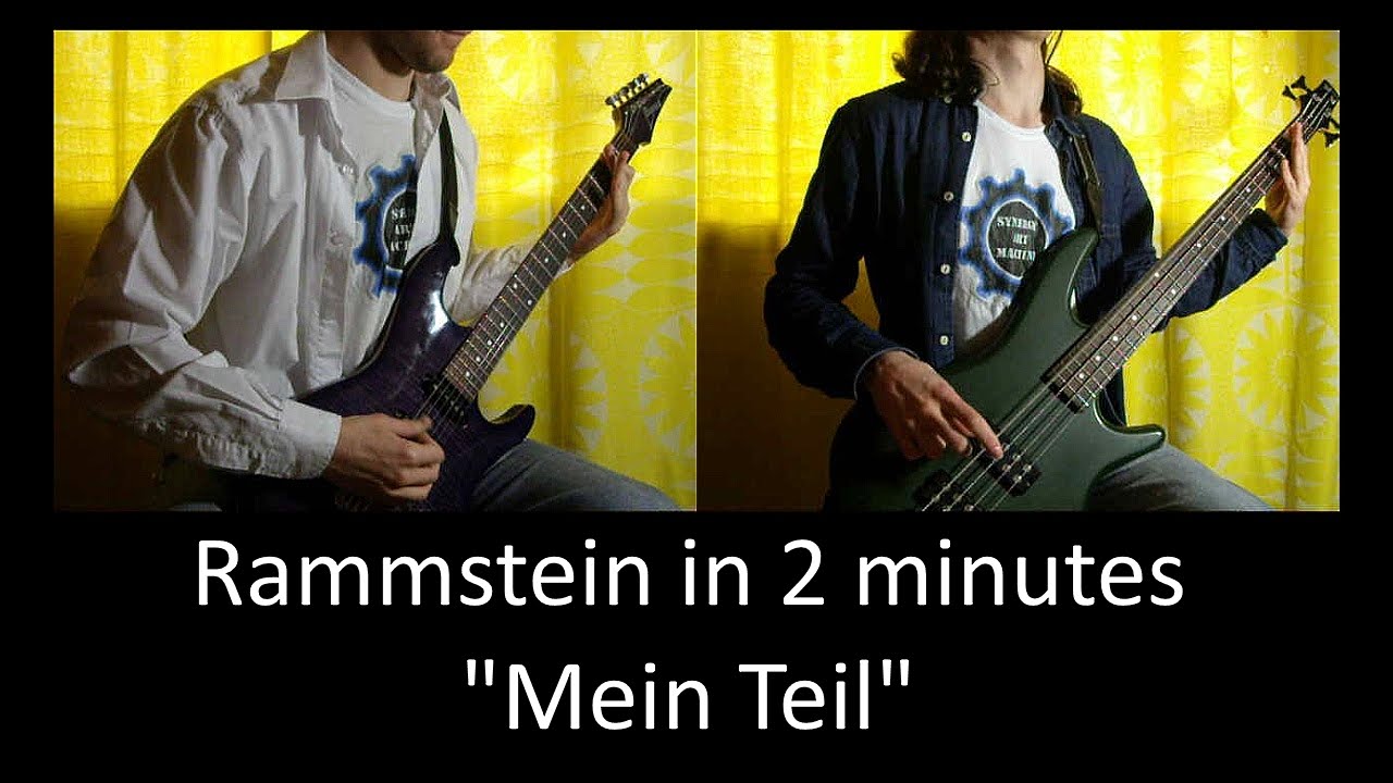 5) Rammstein - Mein Teil (Guitar & Bass lesson + TABs | Cover HD) [IN 2 ...