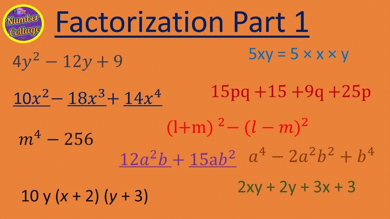 Factorization Part 1 Factoring Algebraic Expressions How To