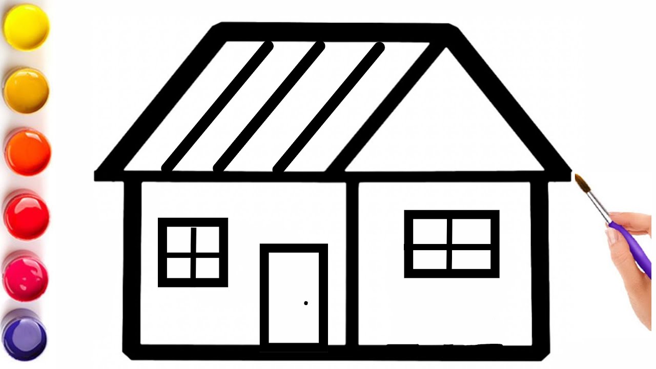 🌈 Super easy house Drawing for kids 🛖 Water Colors House Drawing 🎨 ...