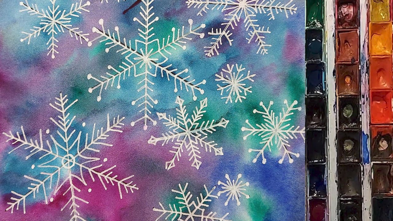 Watercolor & Ink Snowflakes - YouTube