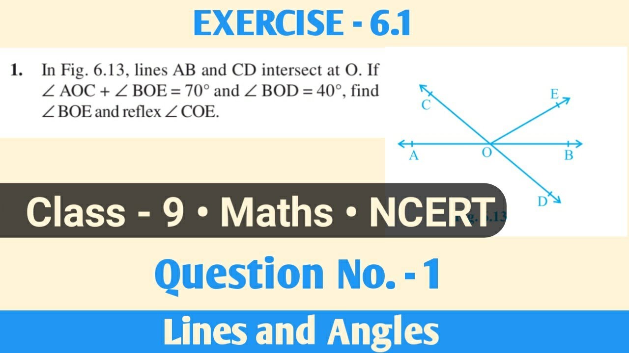 Class 9th Exercise - 6.1 (Maths) NCERT Lines and Angles - YouTube