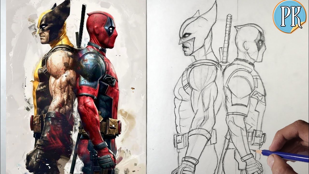 How to draw Wolverine & Deadpool || easy tutorial || Deadpool 3 - YouTube