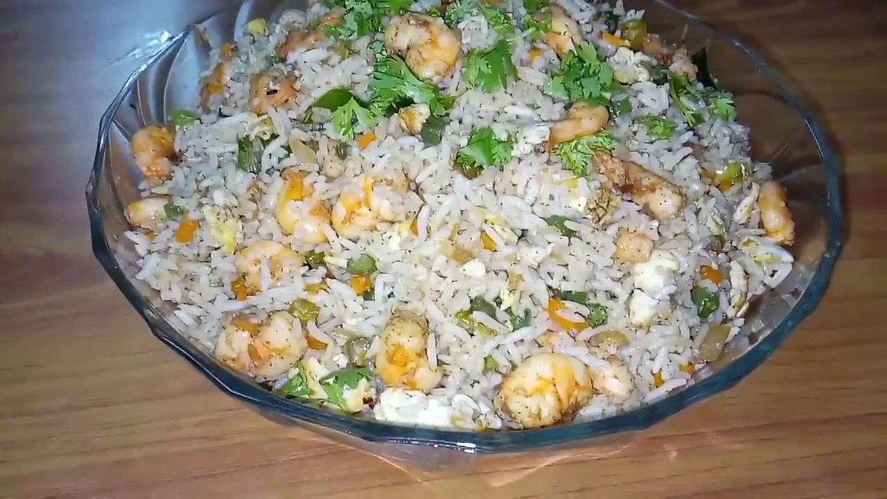 Prawns Egg Fried Rice Homemade Recipe||Shrimps Egg Fried Rice||Jhinga ...