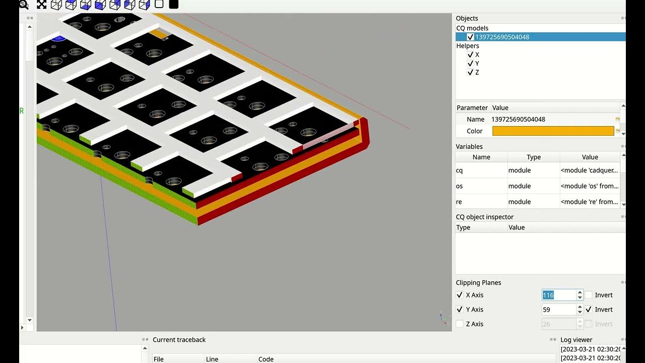 CadQuery Editor clipping plane experimentation - YouTube
