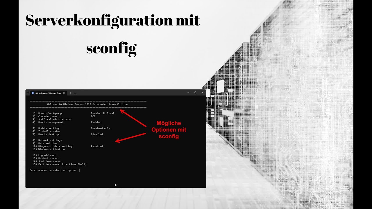 Ersteinrichtung des Windows-Servers mit dem Befehl Sconfig - YouTube