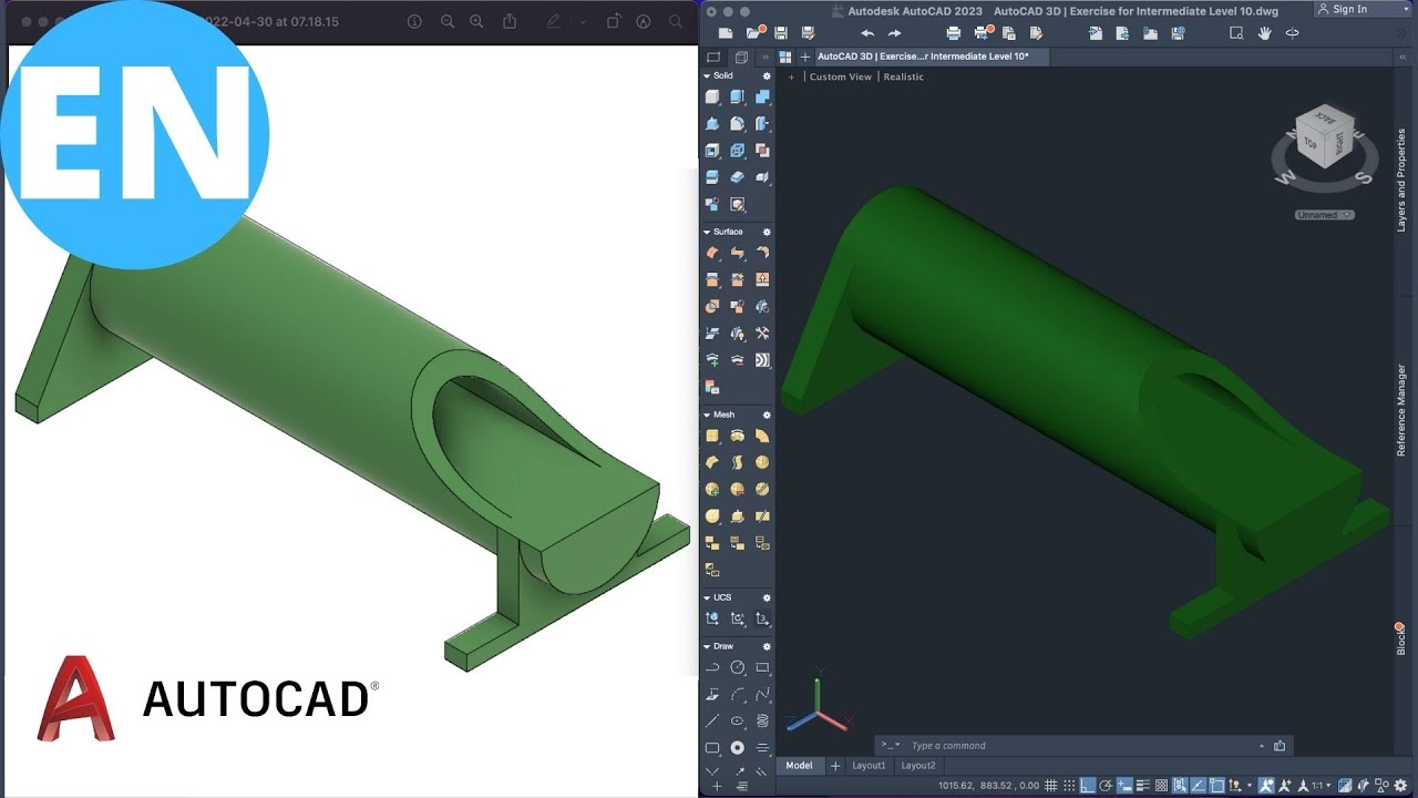 AutoCAD 3D | Exercise for Intermediate Level 10 - YouTube