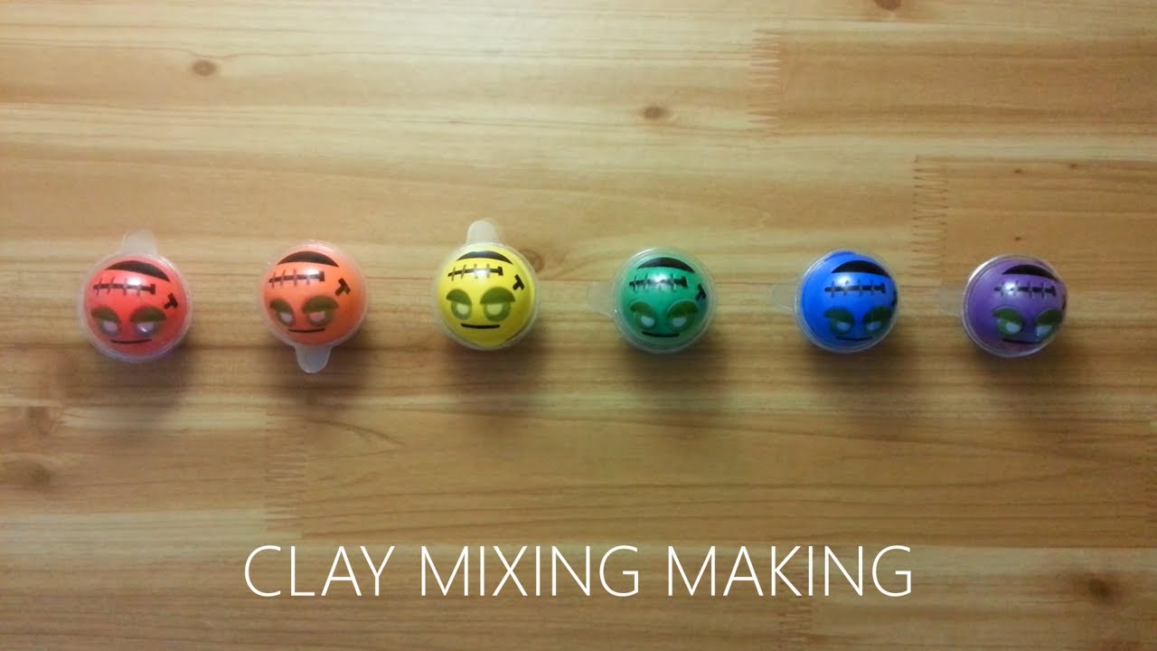 rainbow Frankenstein monster gummy jelly clay mixing making 무지개 프랑켄슈타인 ...