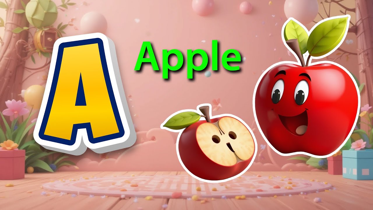 A is for Apple A B C Song | Learn ABC with Music Colorful 3D Animation ...