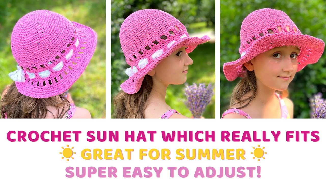 💗 Crochet PERFECT SUN HAT great for SUMMER, super EASY to adjust for ...