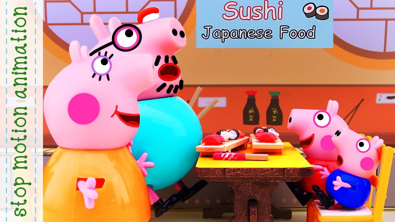 Sushi. Peppa Pig toys. Stop motion animation new episodes 2018 - YouTube