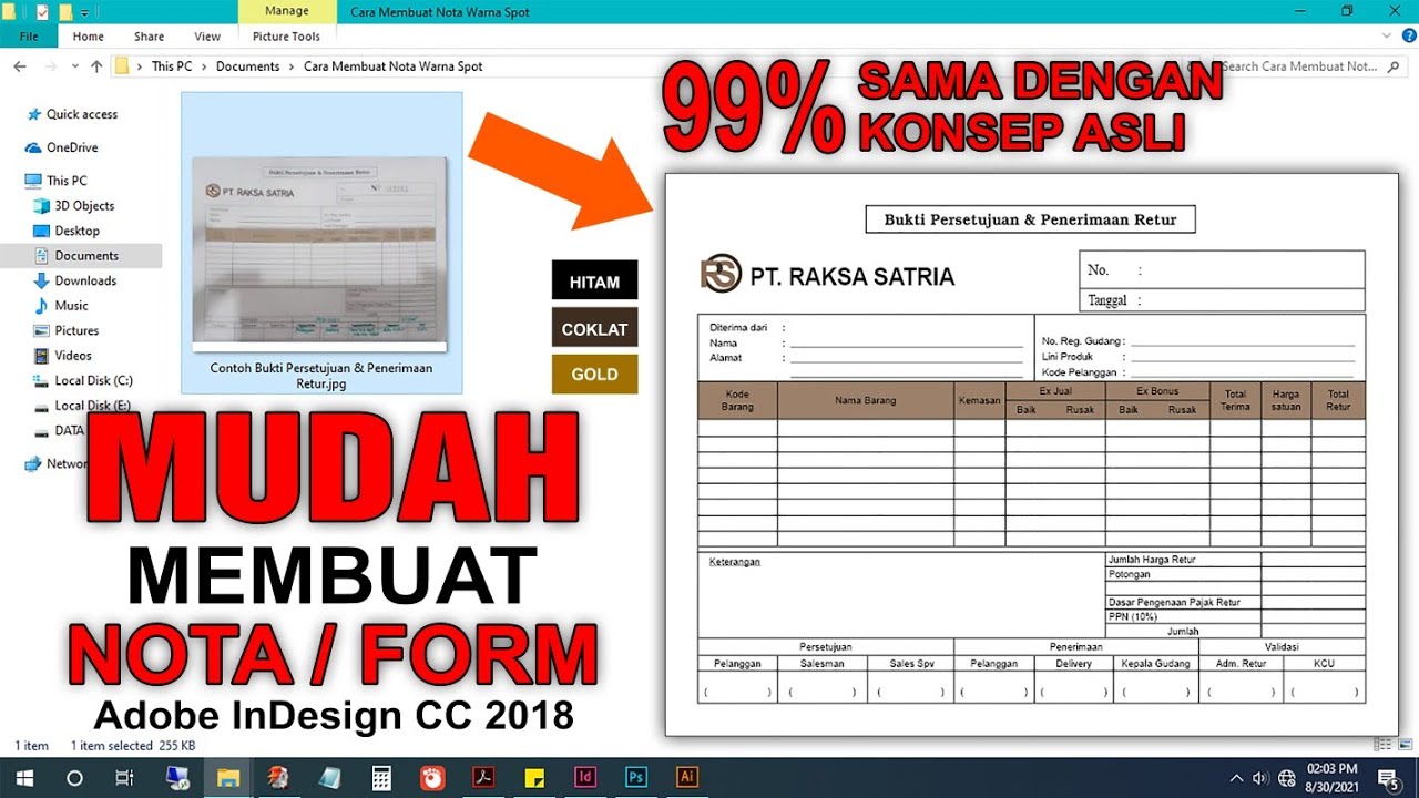 cara setting nota | cara design nota kwitansi | cara membuat Design ...
