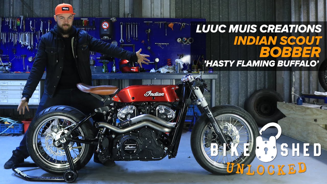 Luuc Muis "Hasty Flaming Buffalo" Indian Scout Bobber - YouTube